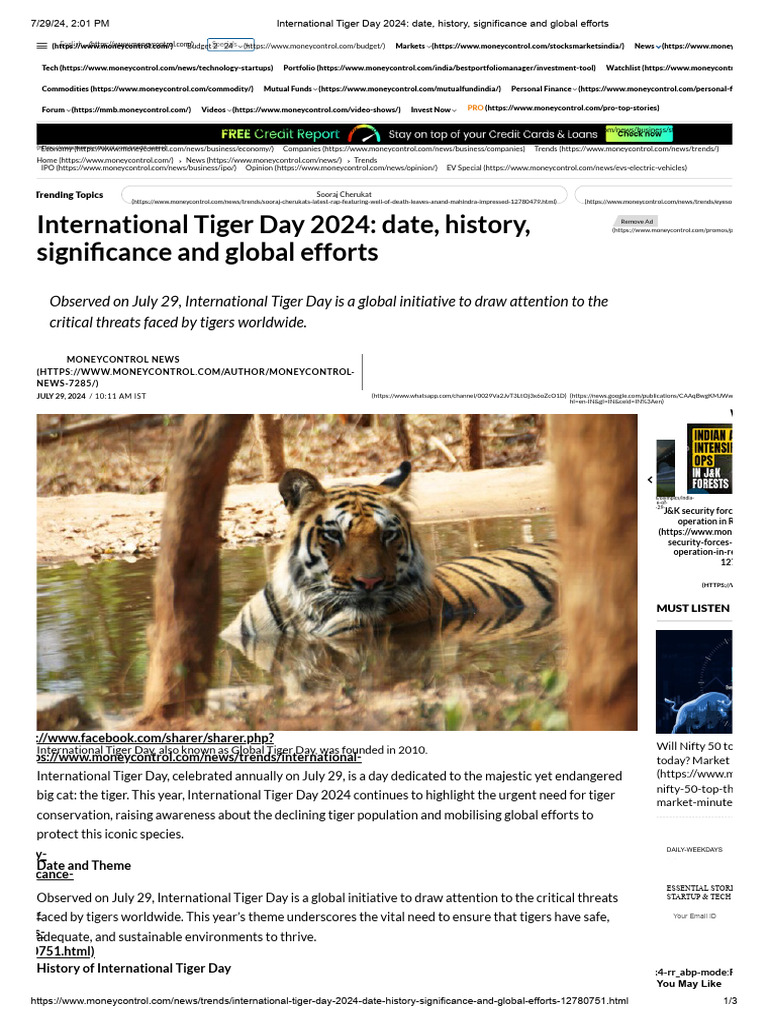 International Tiger Day 2024 Overview | PDF | Contract For Difference ...