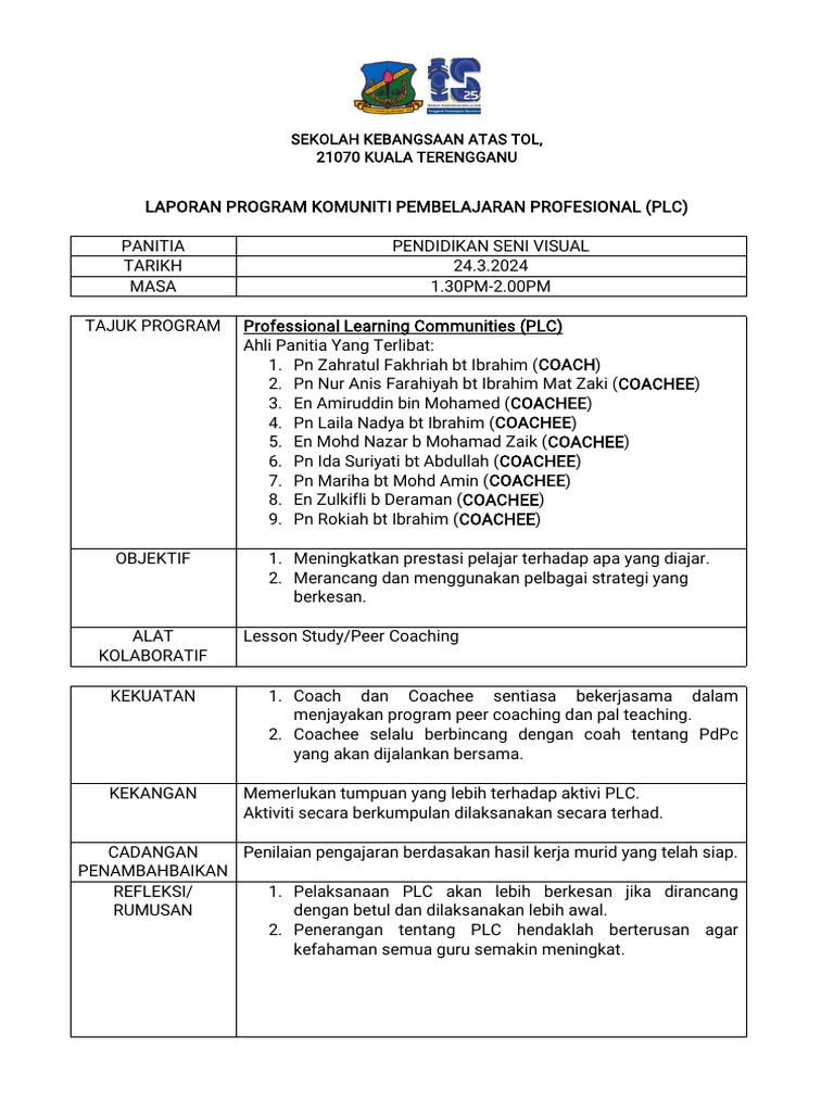 Laporan PLC 1 Panitia PSV | PDF