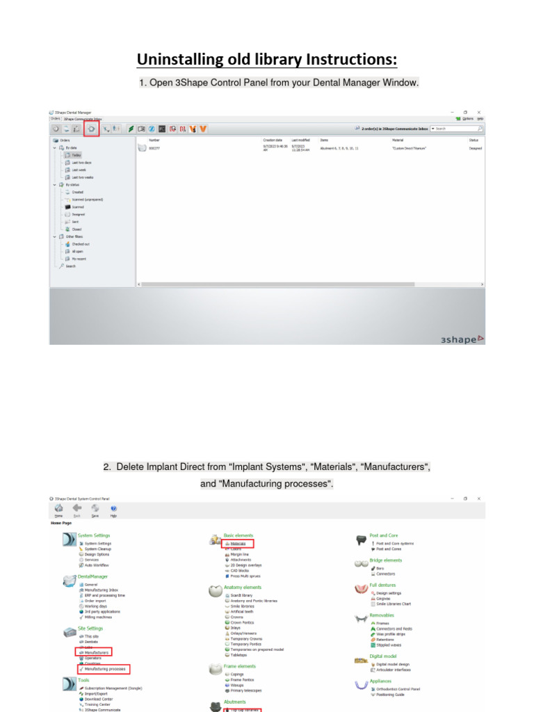 Uninstalling-Installing 3shape Library Instructions | PDF | Dental Implant | Microsoft Windows