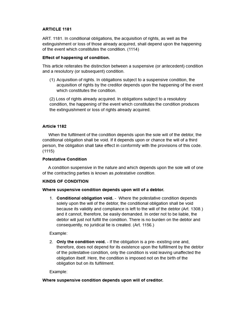 Article 1181 - 1183, 1230 | PDF | Annulment | Public Policy Doctrine