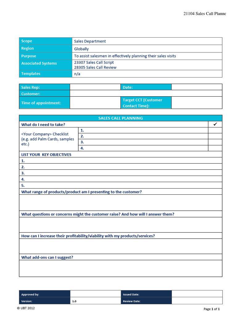 Sales Call Planning Checklist Guide | PDF | Business