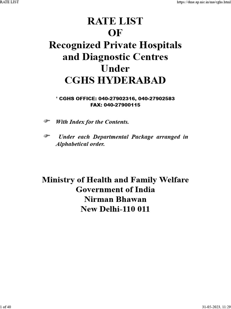 Cghs Package | PDF | Hospital | Surgery