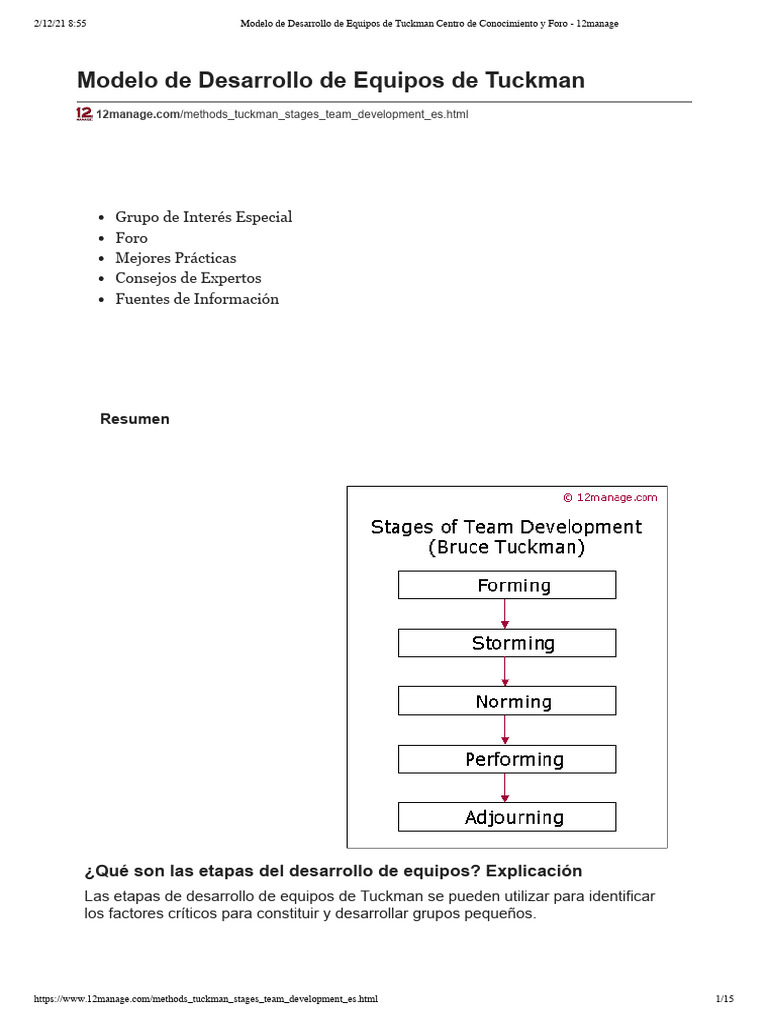 Modelo de Desarrollo de Equipos de Tuckman Centro de Conocimiento y ...