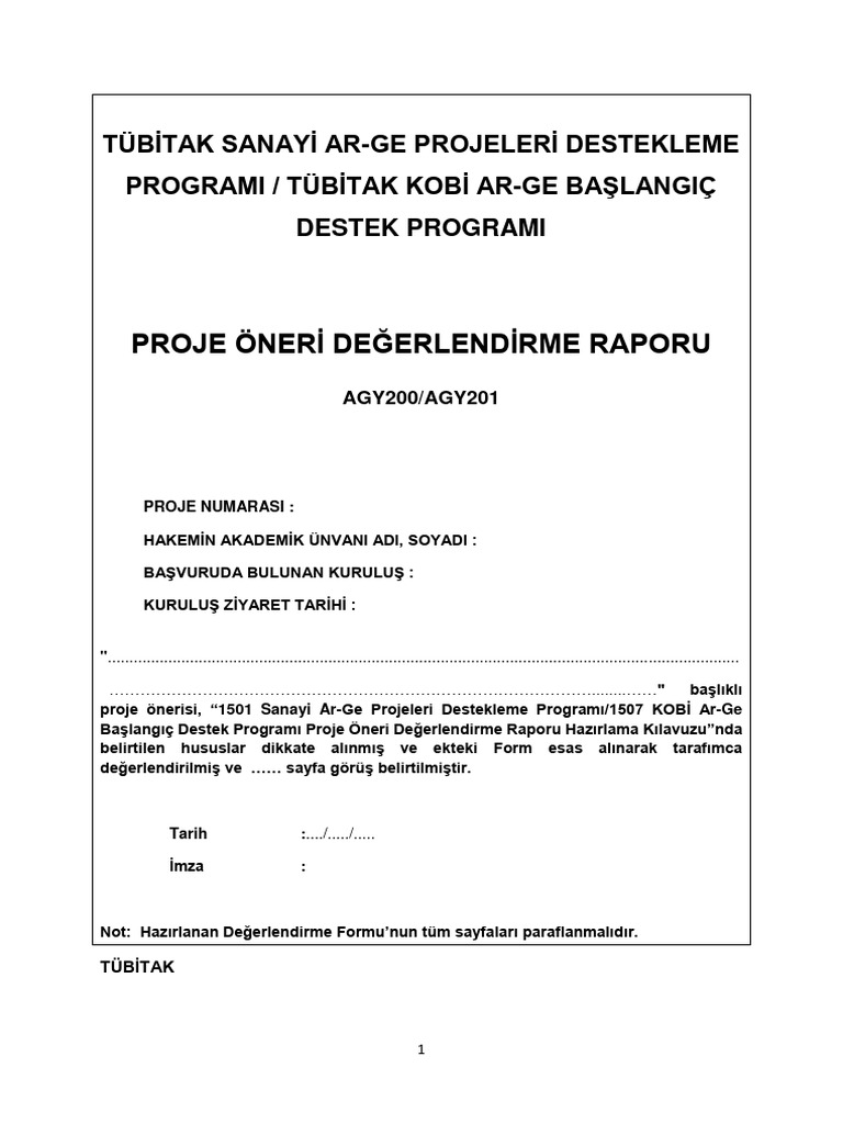 Proje Oneri Degerlendirme Raporu Agy200-201 | PDF