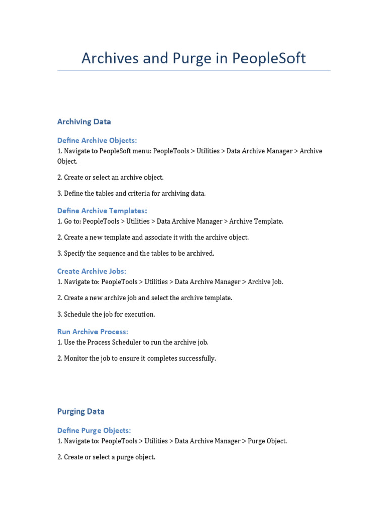 PeopleSoft Archives and Purge Guide | PDF