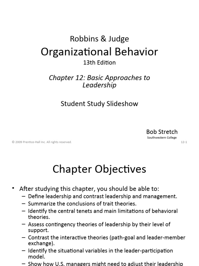 Chapter 12-Basic Approaches To Leadership | PDF | Leadership | Scientific Theories