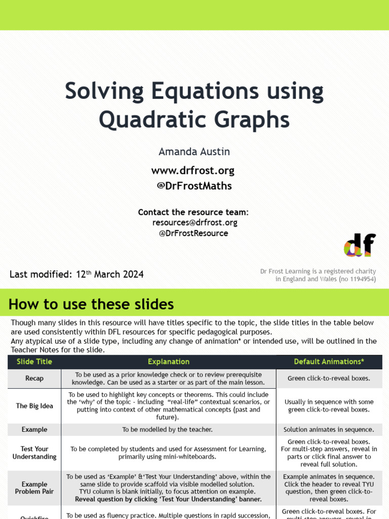 Solving Quadratic Equations with Graphs | PDF | Quadratic Equation ...