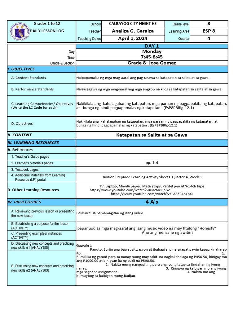 Co 4 - Lesson Plan | PDF