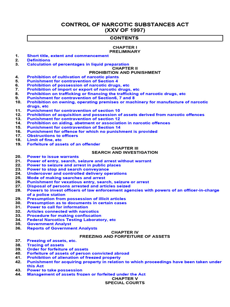 Control of Narcotic Substances Act | PDF | Opium | Search Warrant