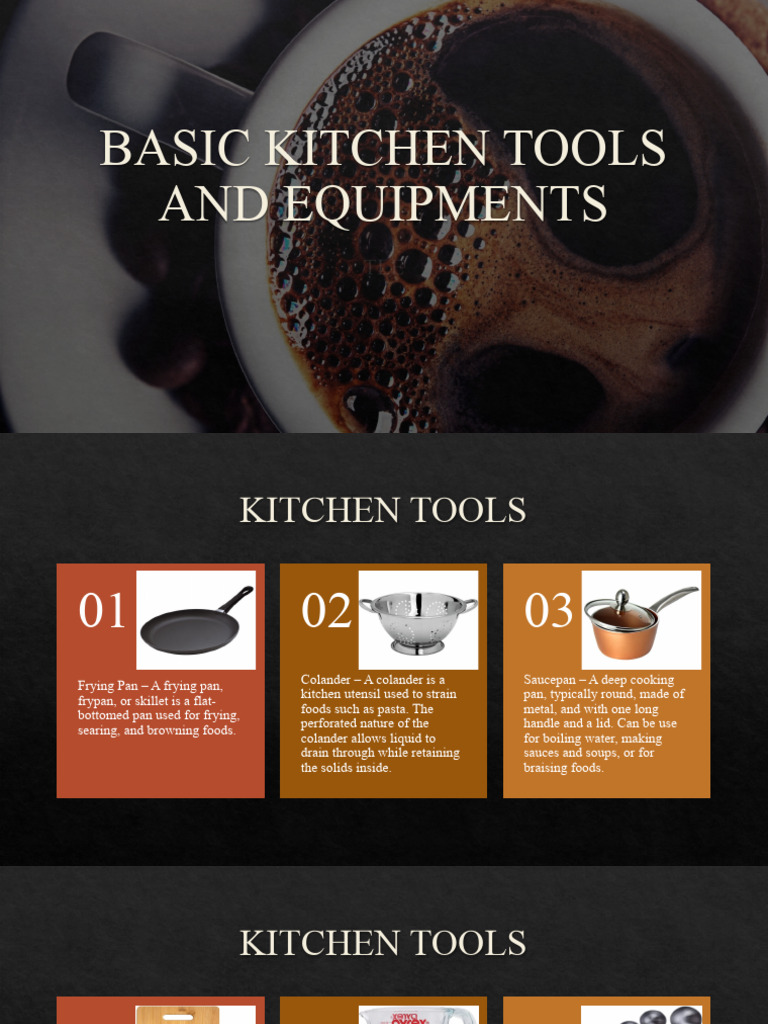 Basic Kitchen Tools and Equipments | PDF | Spoon | Frying Pan