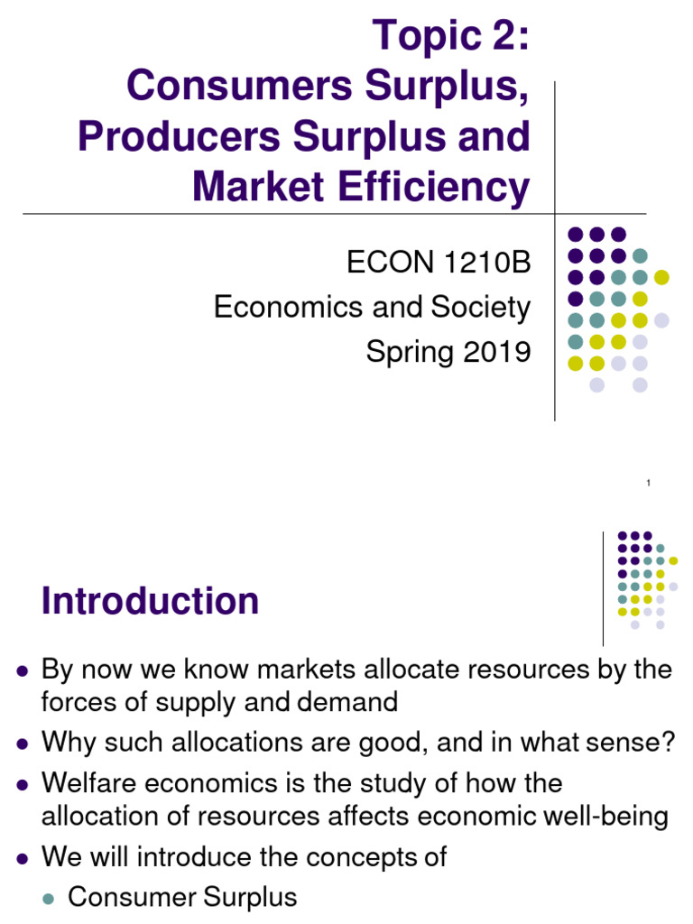Topic 2. Consumers Surplus, Producers Surplus and Market Efficiency | PDF | Economic Surplus ...