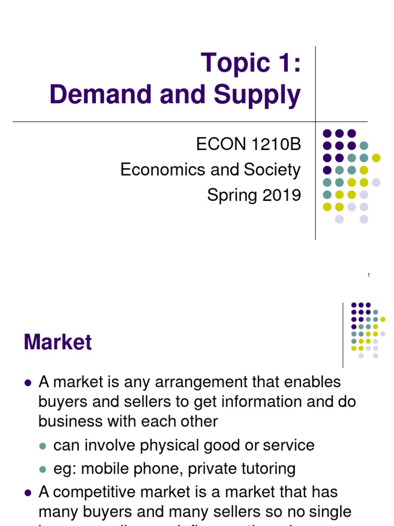 Topic 1. Demand and Supply | PDF | Elasticity (Economics) | Supply ...