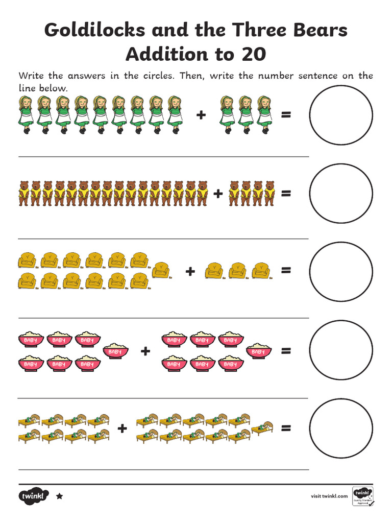 T T 6477 Goldilocks and The Three Bears Addition Sheets Ver 10 | PDF
