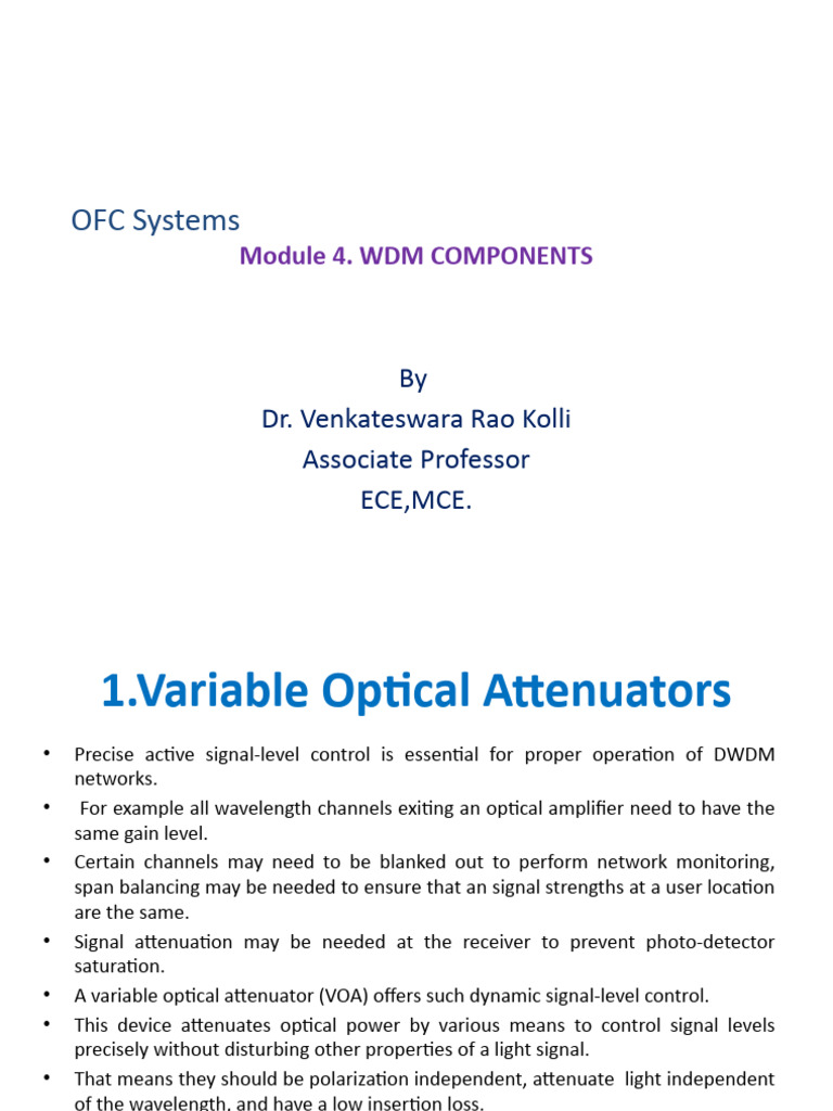 Module 4. WDM Components | PDF | Laser | Dispersion (Optics)