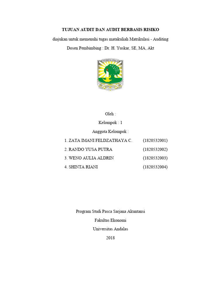 Kel 1 - Tujuan Audit Dan Audit Berbasis Risiko | PDF