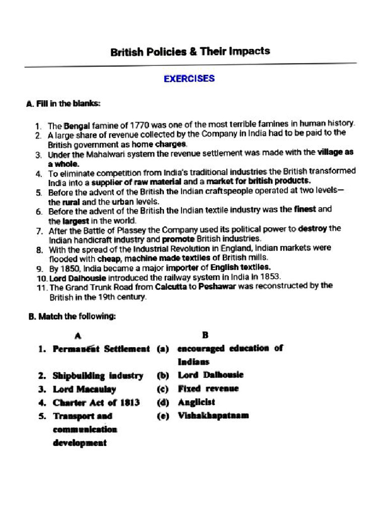 British Policies and Their Impact | PDF