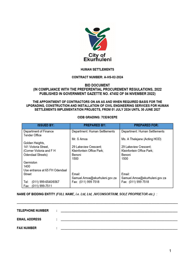 Final Bid Document A Hs 02 2024 Civil Engineering Services | PDF ...