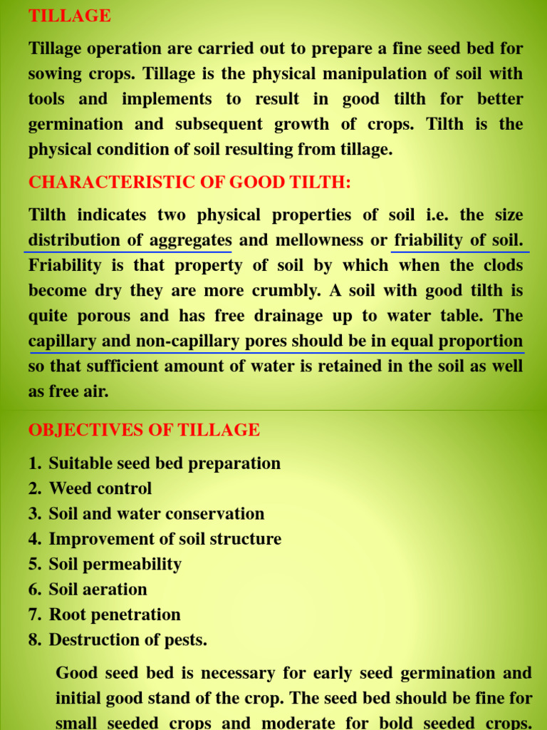 Agronomy Lecture - 3 Tillage | PDF | Tillage | Soil