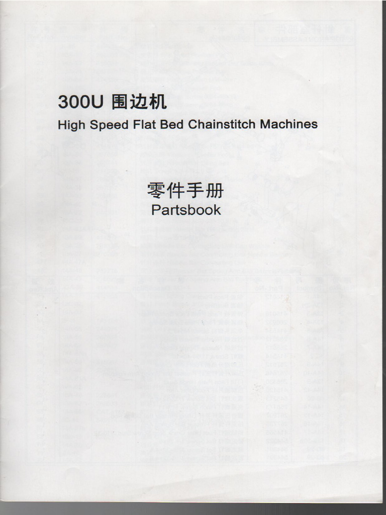 Manual Book - 300U High Speed Flat Bed Chainstitch Machines | PDF