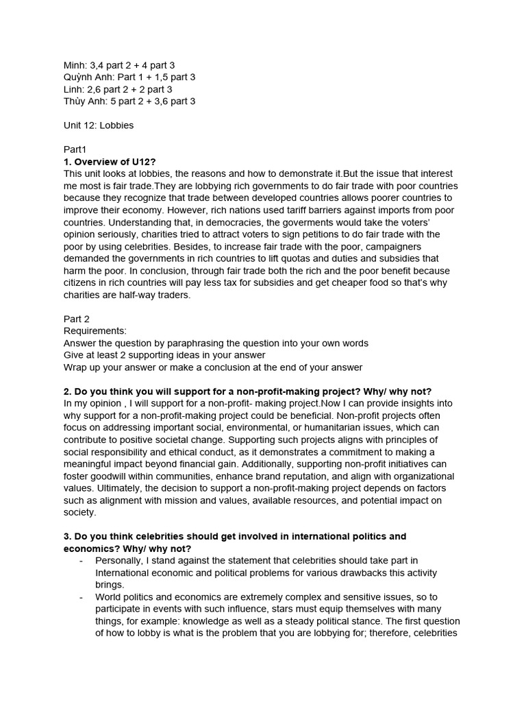 Unit 12 - Lobbies | PDF | Conflict Of Interest | Transparency (Behavior)