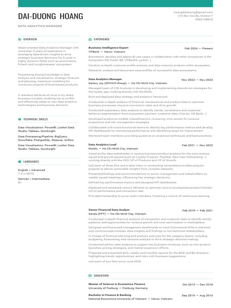Dai Duong - Dai-Duong-CV-2024 | PDF | Analytics | Data Science