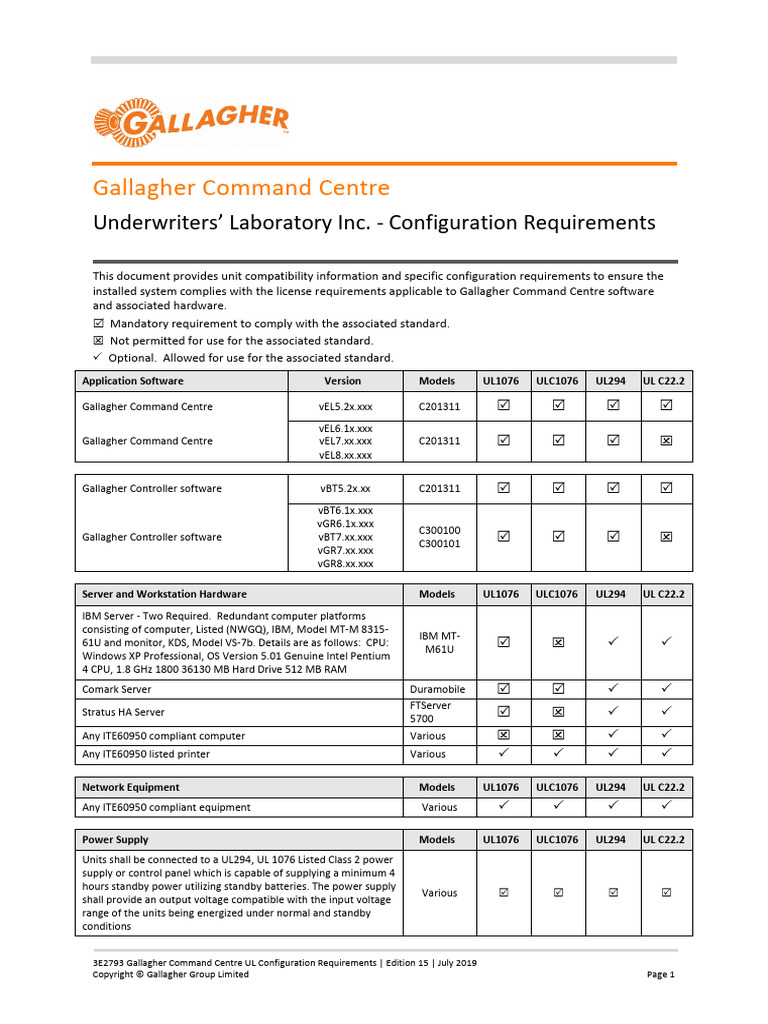 3E2793 Command Centre UL Configuration Requirements | PDF | Power ...