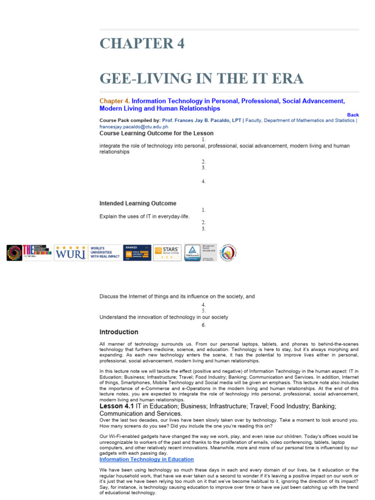 Gee Lie Chapter 4 and 5 | PDF | Internet Of Things | Telephone
