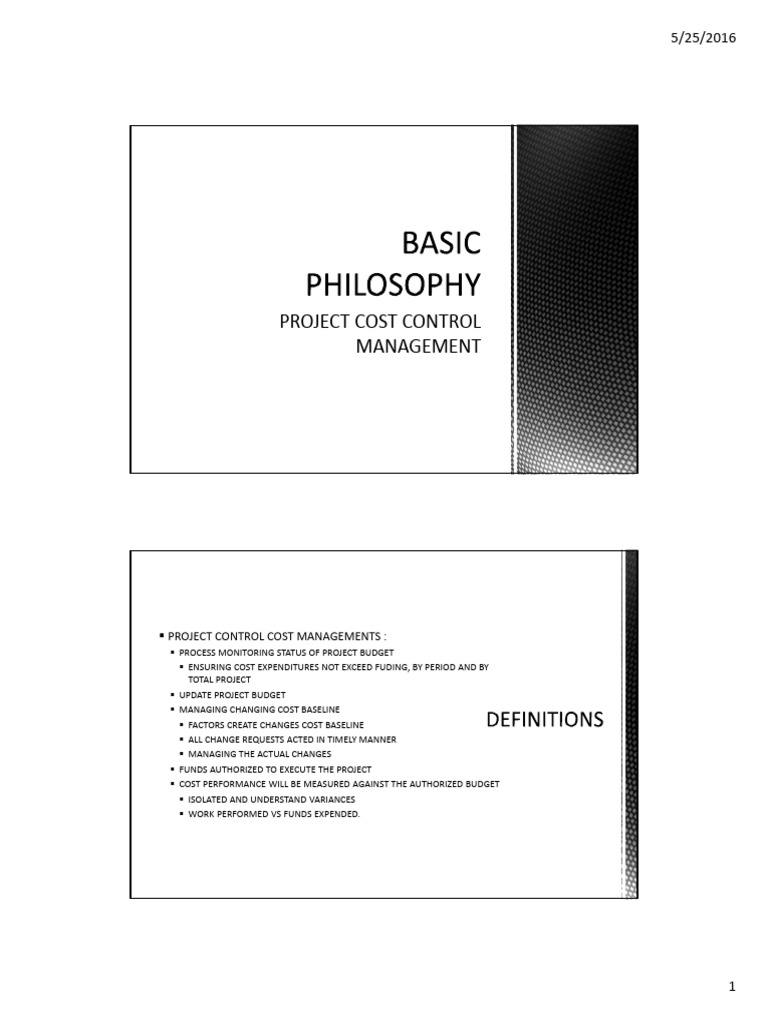 BASIC PHILOSOPHY (Control Cost) | PDF | Business