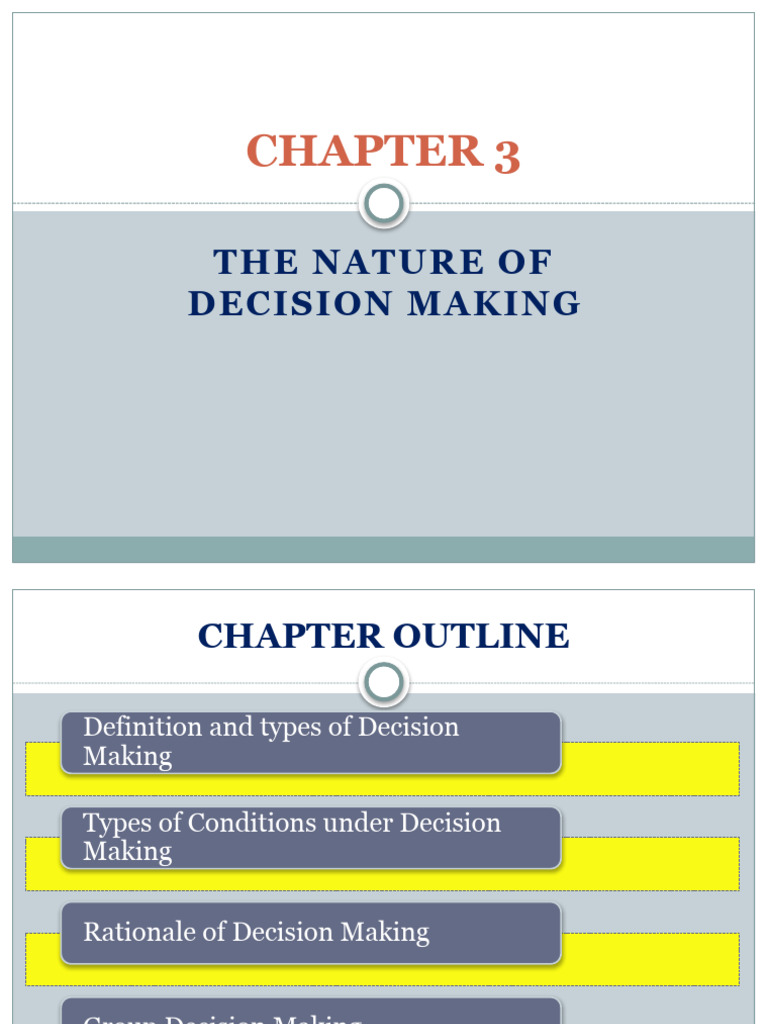 Chapter 3 - The Nature of Decision Making | PDF | Decision Making ...