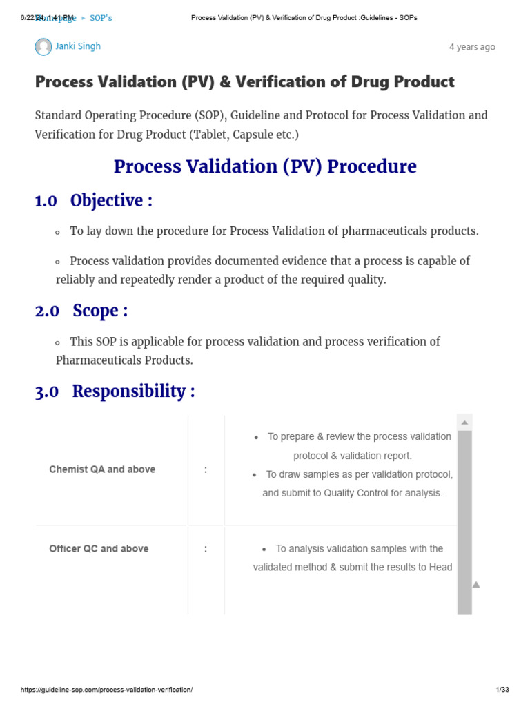 Process Validation (PV) & Verification of Drug Product - Guidelines ...