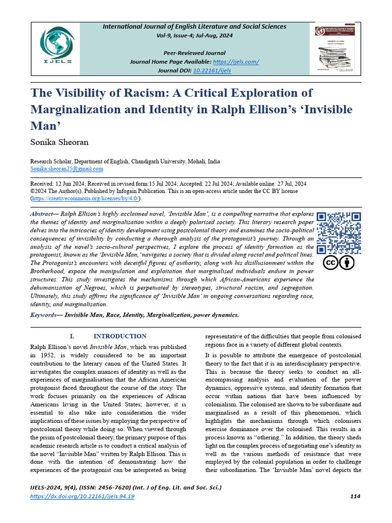 Exploring Identity in Ellison's Invisible Man | PDF | Postcolonialism ...