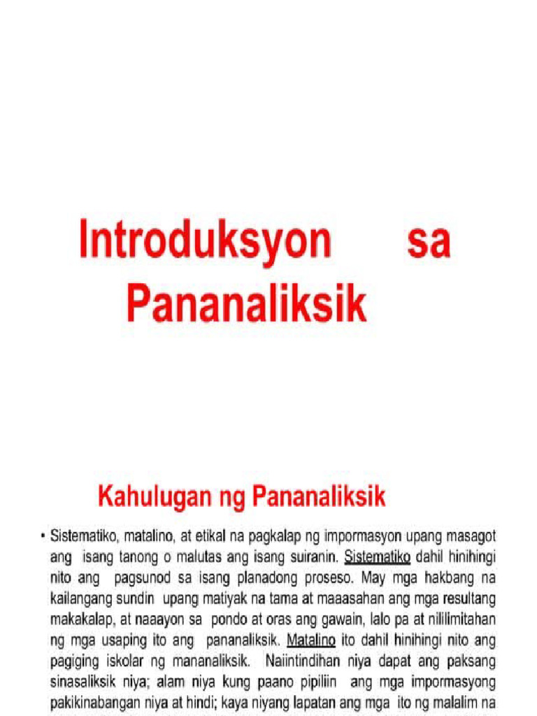 1... PPT Introduksyon NG Pananaliksik | PDF
