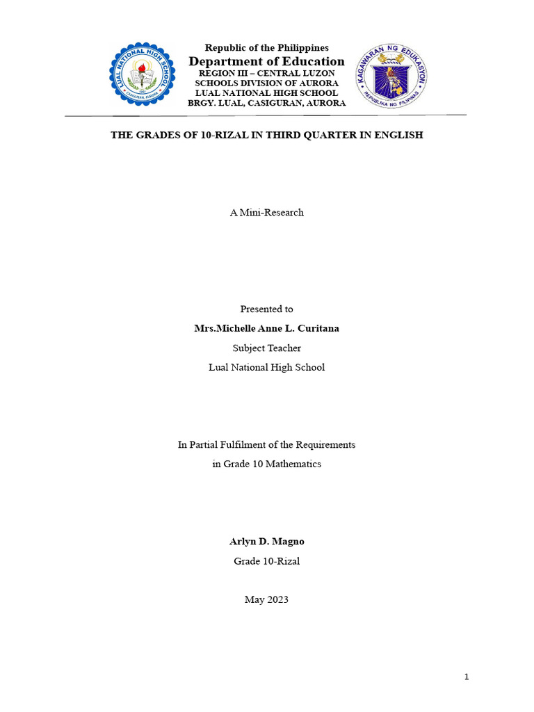 Math Mini Research | PDF | Learning