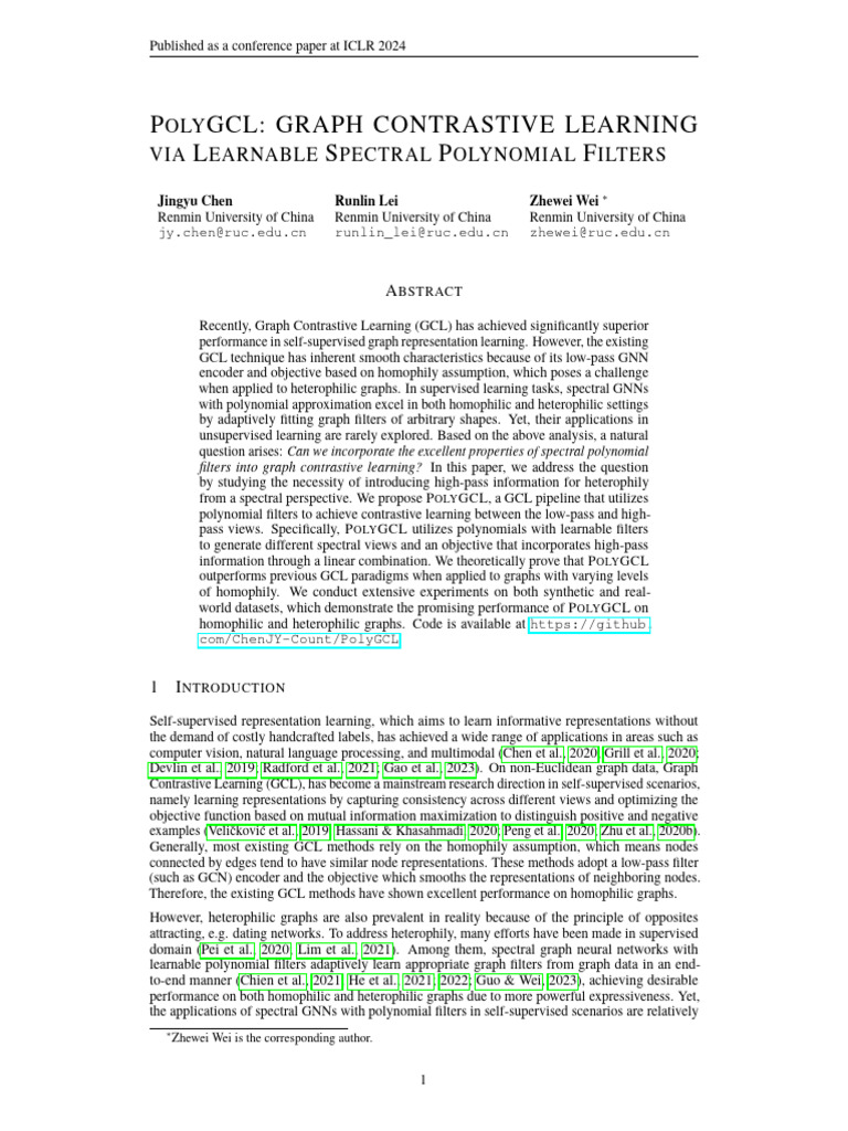 7529 Polygcl Graph Contrastive Lear | PDF | Electronic Filter | Low Pass Filter