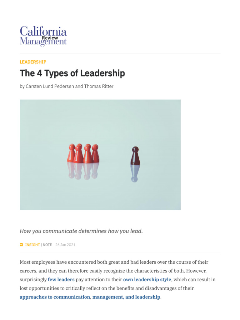 2021 01 The 4 Types of Leadership | PDF | Leadership | Social Psychology