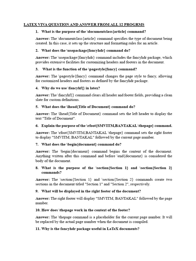 Latex Viva Questions and Answers | PDF | Algorithms | Citation