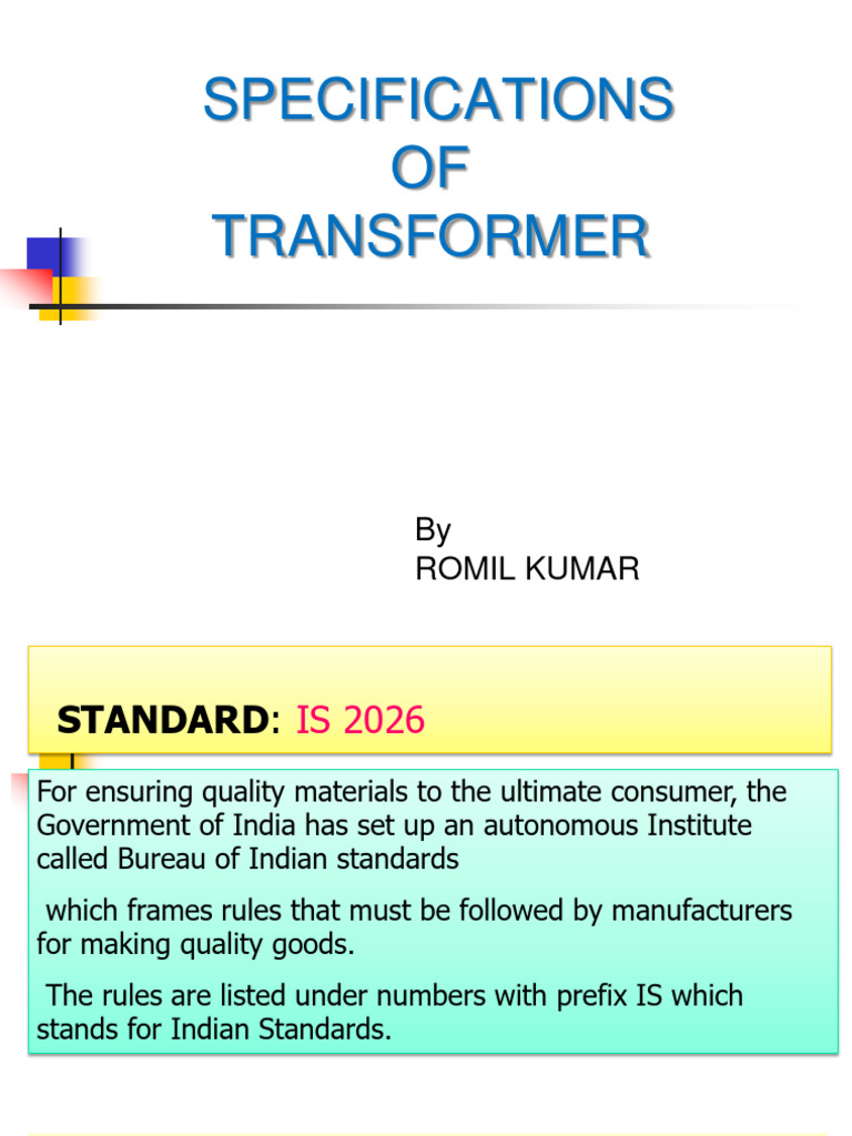 Ac Ppt 2 Specification Of Transformers Pdf Transformer Metrology