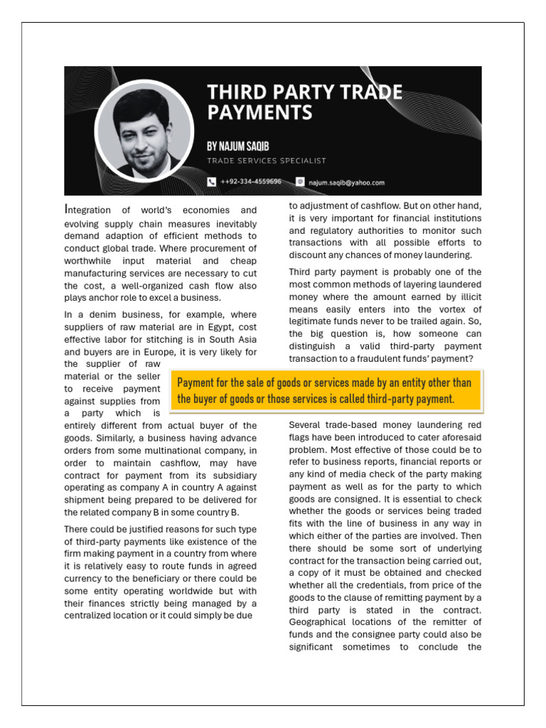 Third Party Trade Payments | PDF | Procurement | Payments