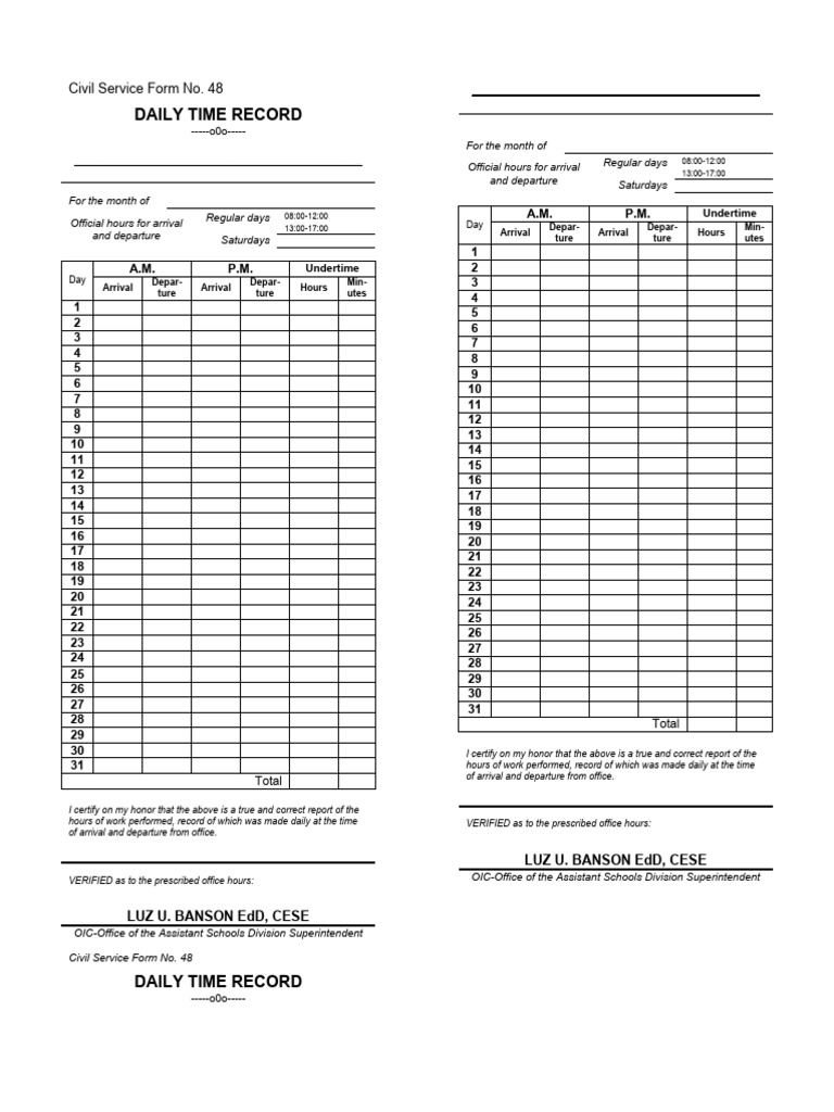 Blank DTR SCHOOL HEADS | PDF