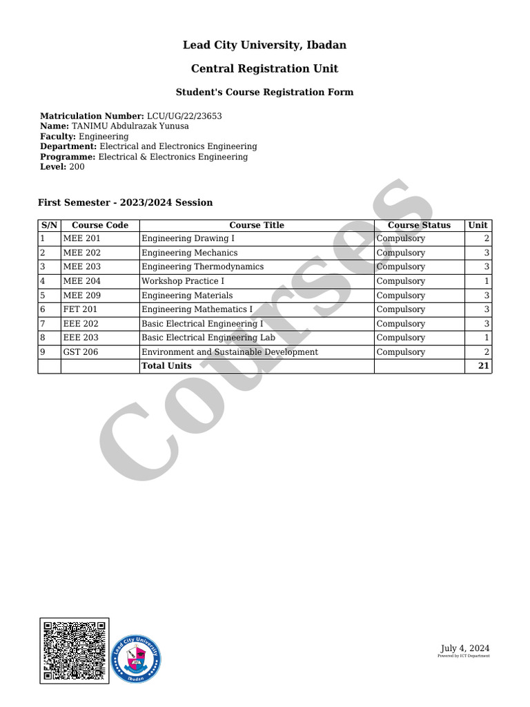 Course Form LCU - UG - 22 - 23653 | PDF | Engineering | Computer Engineering
