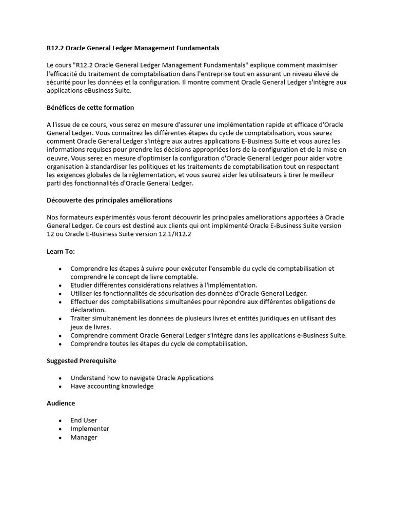 Gestion du Grand Livre Oracle R12.2 | PDF | Comptabilité | Budget