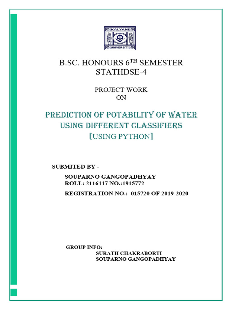 Prediction of Potability of Water Using Different Classifiers | PDF | Drinking Water | Water
