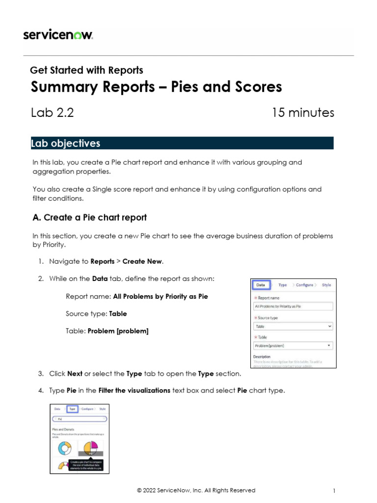 Create Pie and Score Reports in ServiceNow | PDF | Pie Chart | Computer ...