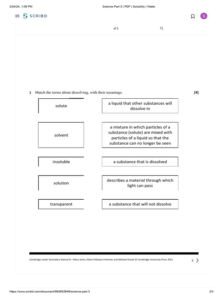 Science Part 3 - PDF - Solubility - Water | PDF | Solubility | Water