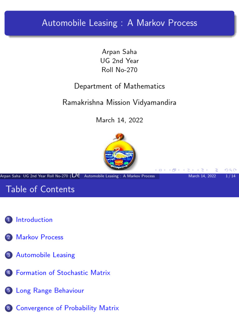 Automobile Leasing A Markov Process-3 | PDF | Markov Chain | Eigenvalues And Eigenvectors