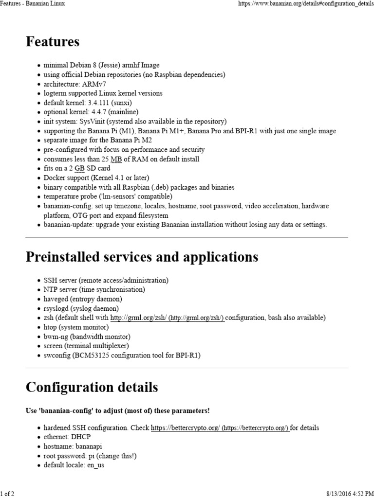 Bananian Linux ARMv7 Features | PDF | Software | Computing