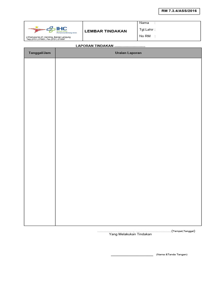 Form Laporan Tindakan Dan Nifas - CETAK | PDF