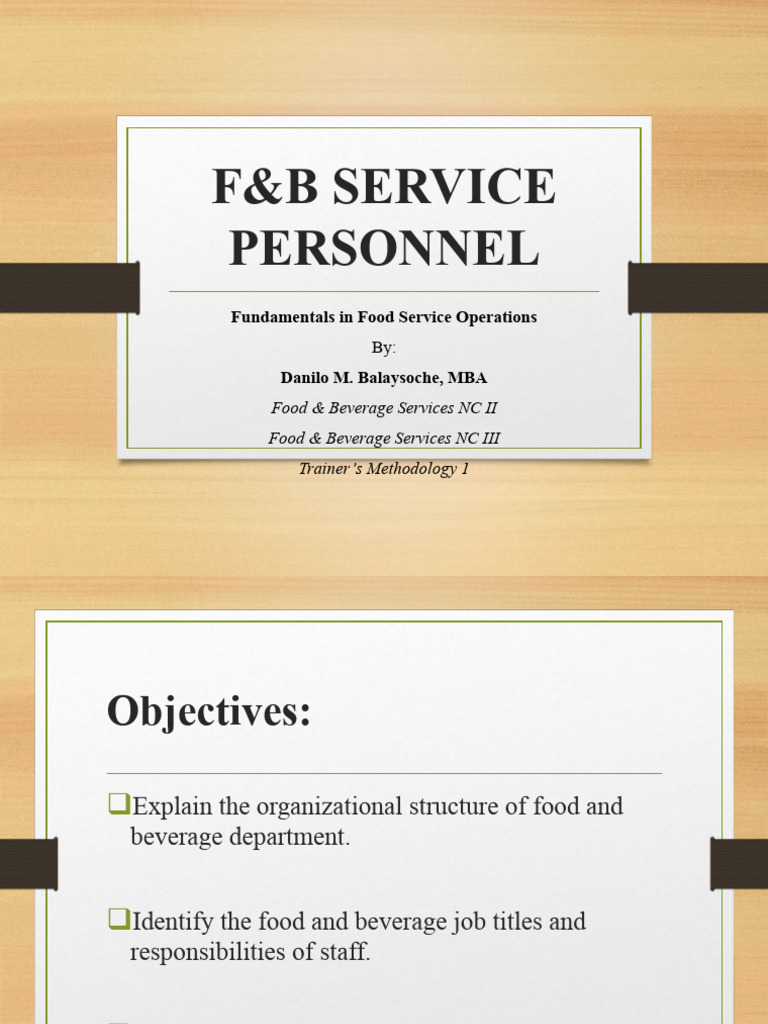 2 Food Beverage Service Personnel | PDF | Waiting Staff