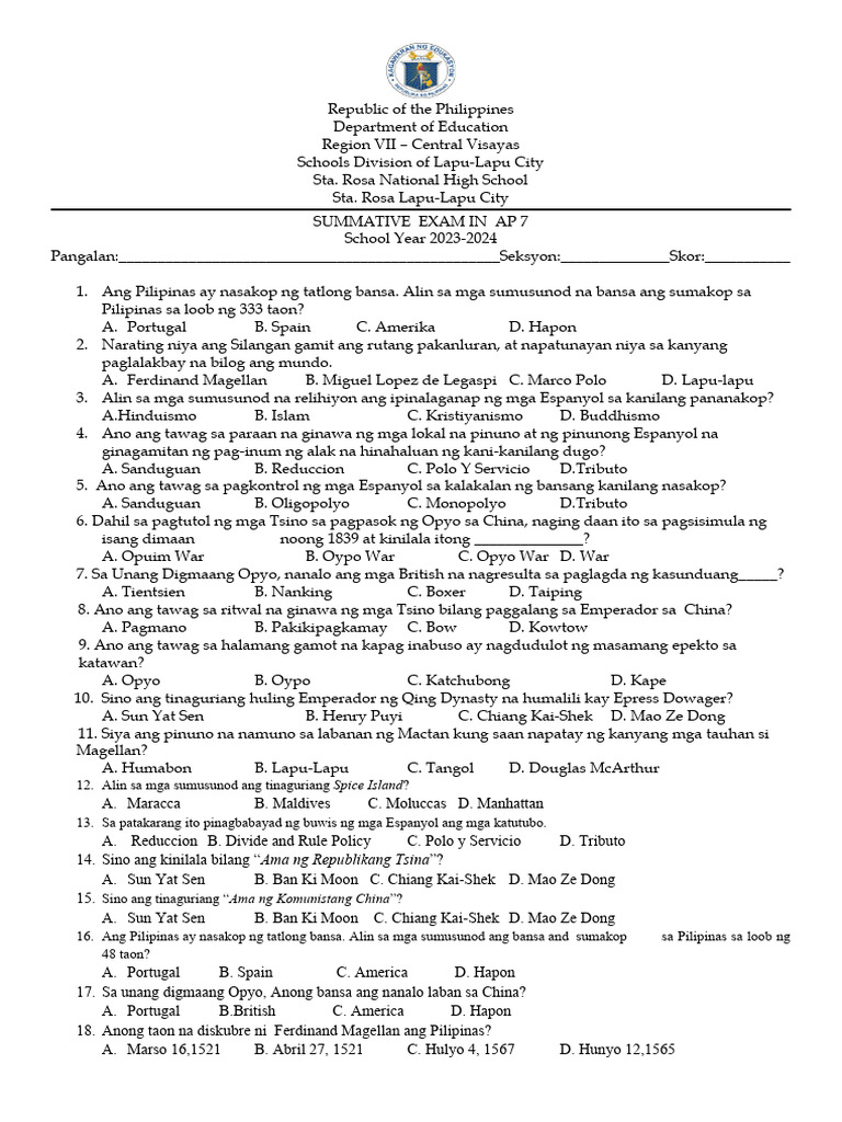 Summative in AP | PDF