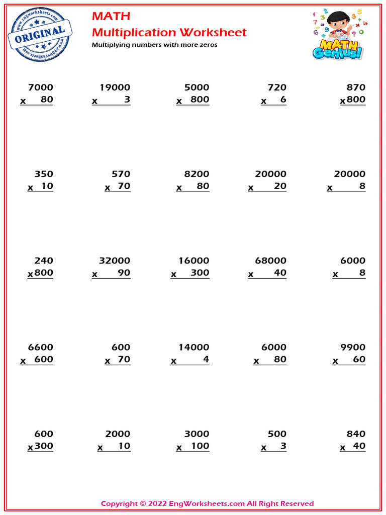 Multiplying Numbers With More Zeros 1517 | PDF